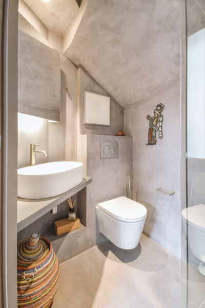 Microcement over Tile | Kitchen Backsplash, Floor and Bathroom